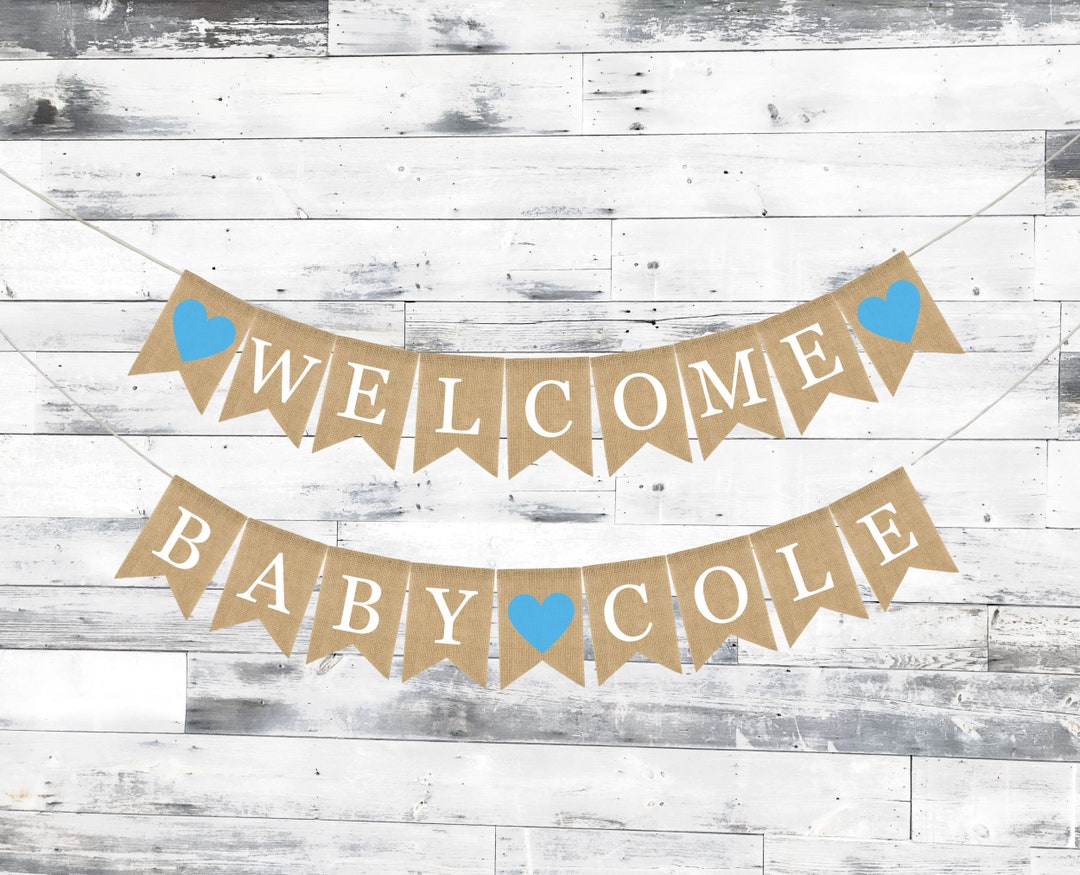 Welcome Baby Banner, Burlap Baby Banner, Baby Shower Decorations, Baby ...