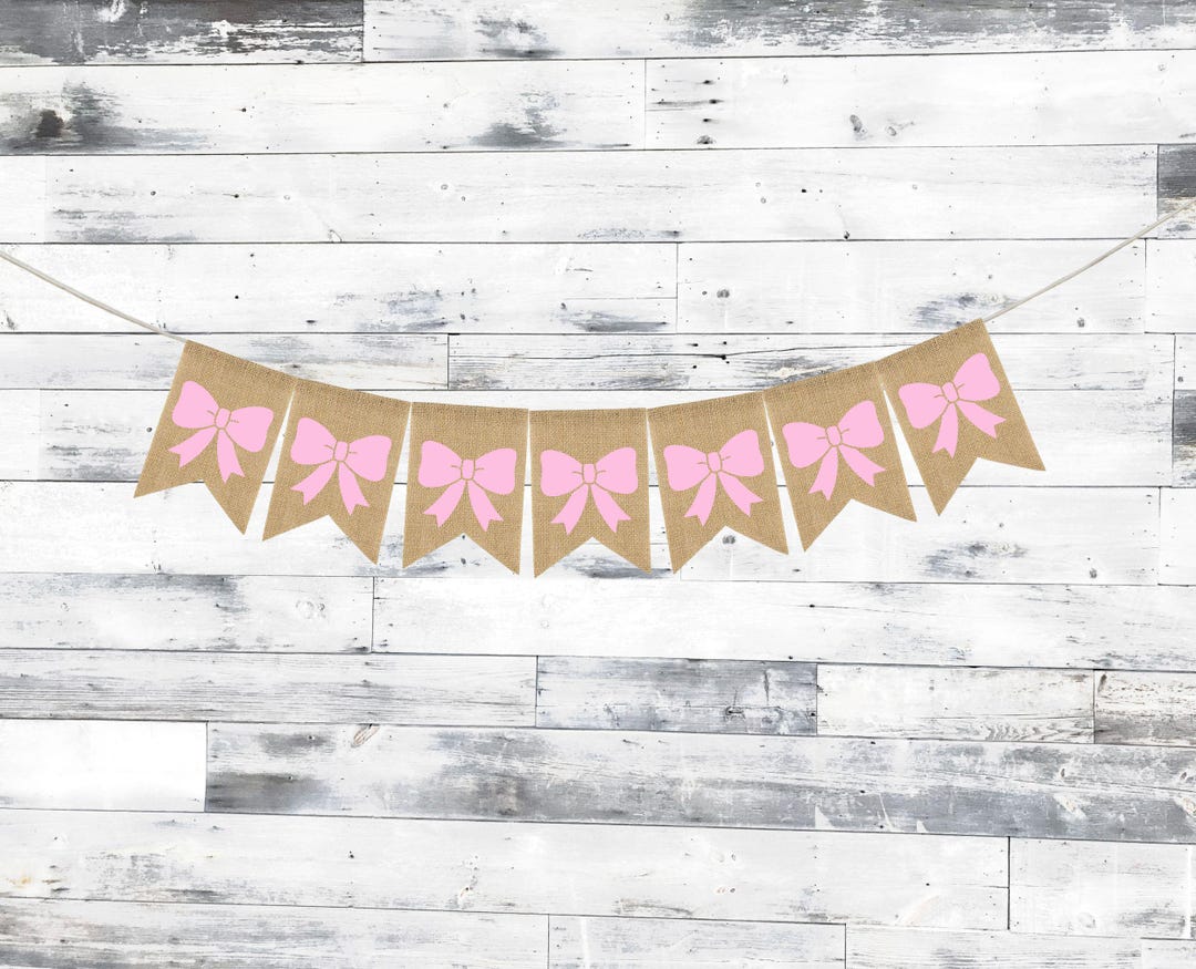 Baby Bows Burlap Banner, Baby Girl Shower Decoration, Baby Shower ...