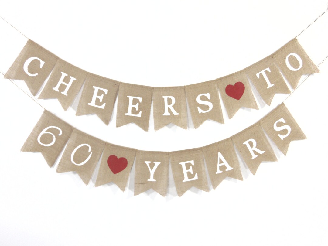 Cheers to 60 Years Banner, 60th Birthday Decorations, 60th Anniversary ...