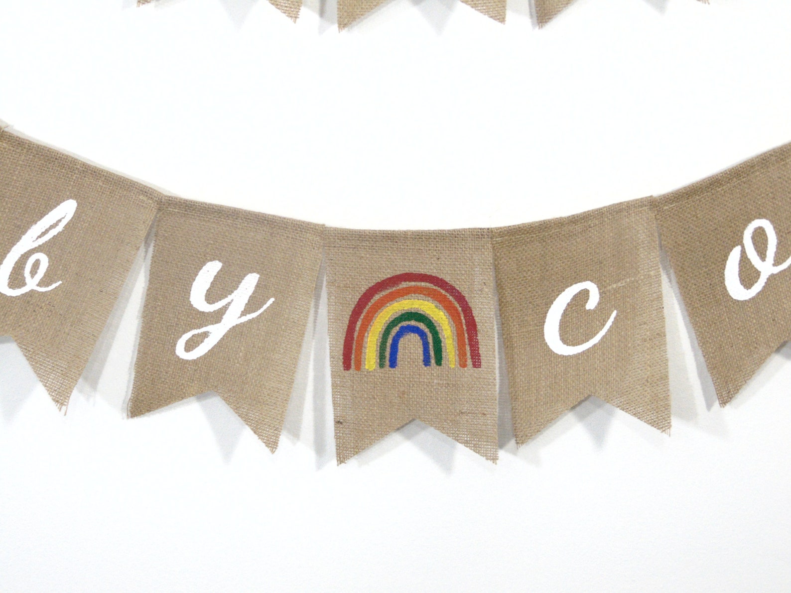 Rainbow Welcome Baby Banner, Burlap Baby Banner, Baby Shower ...