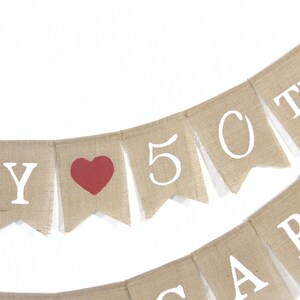 Happy Anniversary Burlap Banner, 50th Anniversary Party Decorations ...