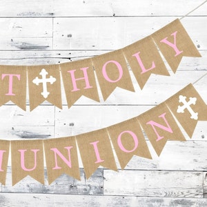 First Holy Communion Girl Banner, God Bless Banner, Custom Personalized ...