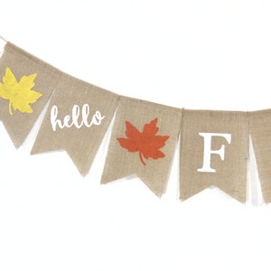 Hello Fall Burlap Banner, Fall Decorations, Autumn Burlap Banner, Hello ...