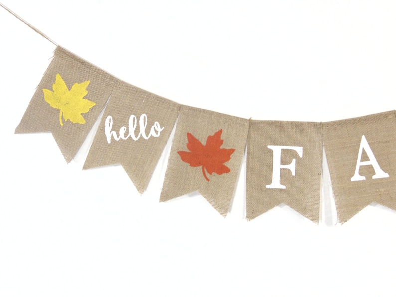 Hello Fall Burlap Banner Fall Decorations Autumn Burlap - Etsy