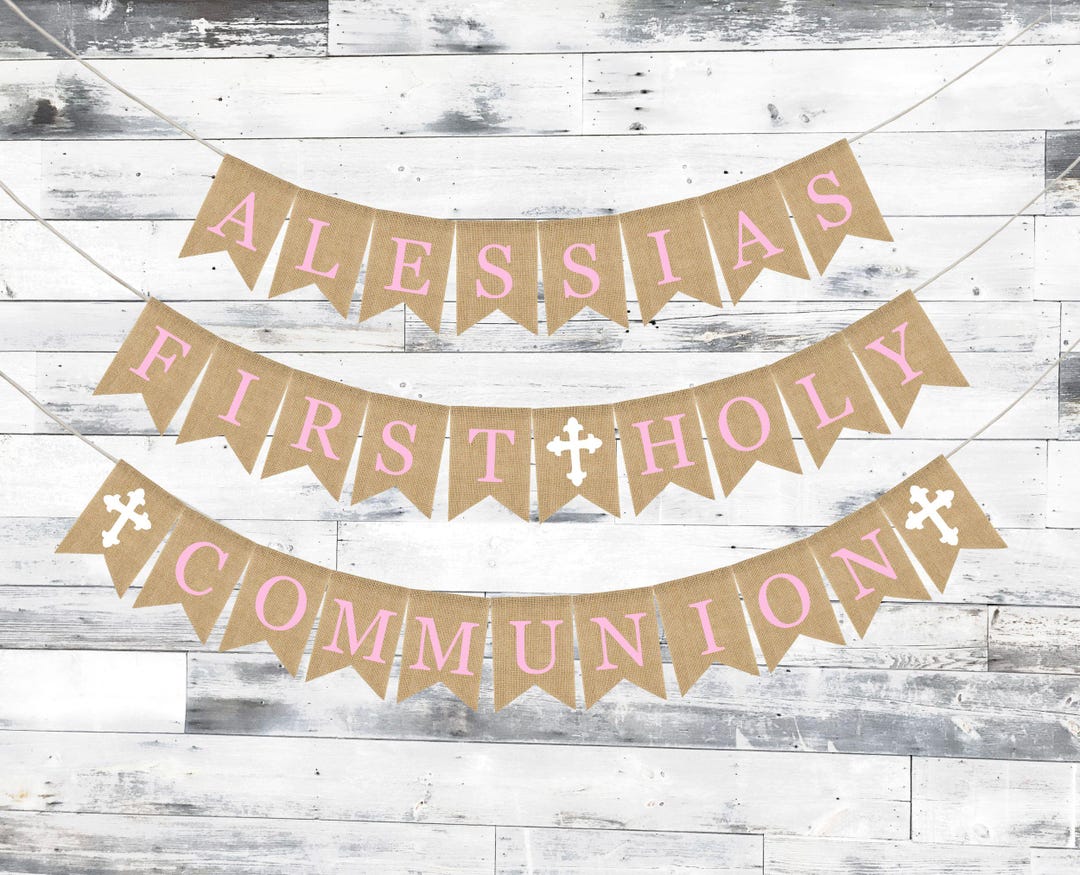 Custom First Holy Communion Girl Banner, God Bless Banner, Personalized ...