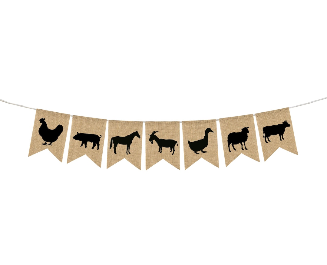 Farm Animal Burlap Banner, Personalized Farm Animal Banner, Farm Animal ...