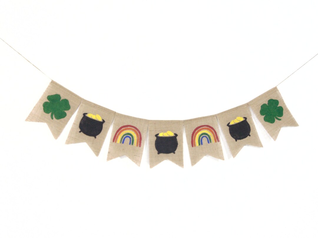 St. Patricks Day Decor, Pot of Gold Banner, Rainbow Banner, St ...