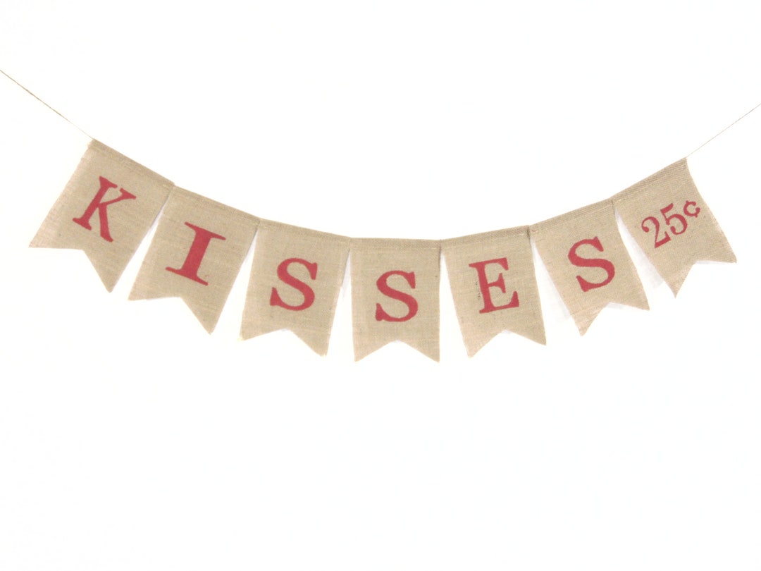 Kisses Banner, Happy Valentines Day Banner, Valentines Day Decor ...