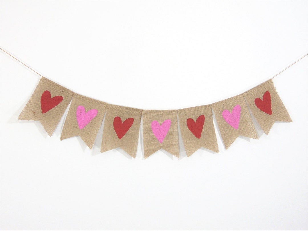 Valentine Heart Banner, Valentines Day Decor, Happy Valentines Day ...