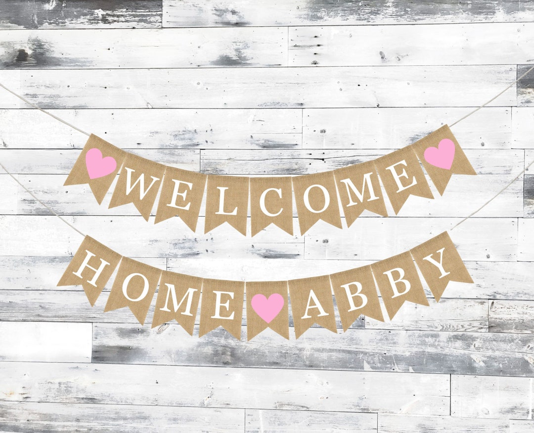 Welcome Home Banner, Burlap Baby Banner, Baby Shower Decorations, Baby ...