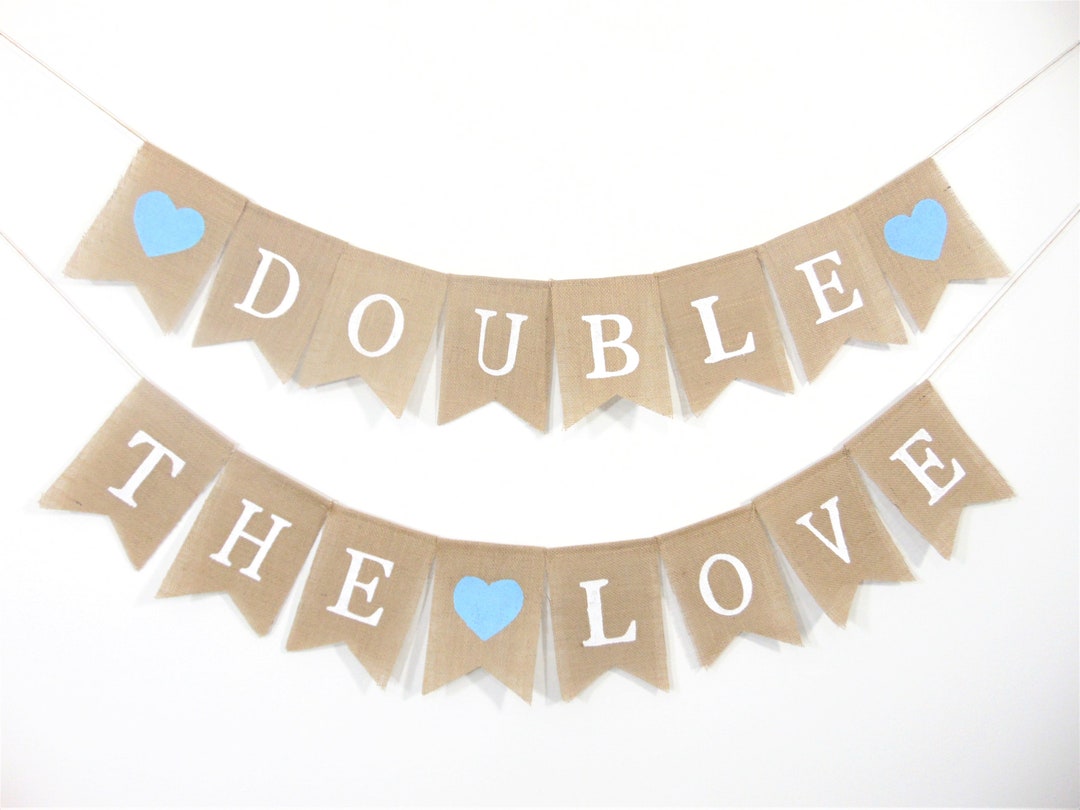 Double the Love Burlap Banner, Double the Love Banner, Baby Shower ...