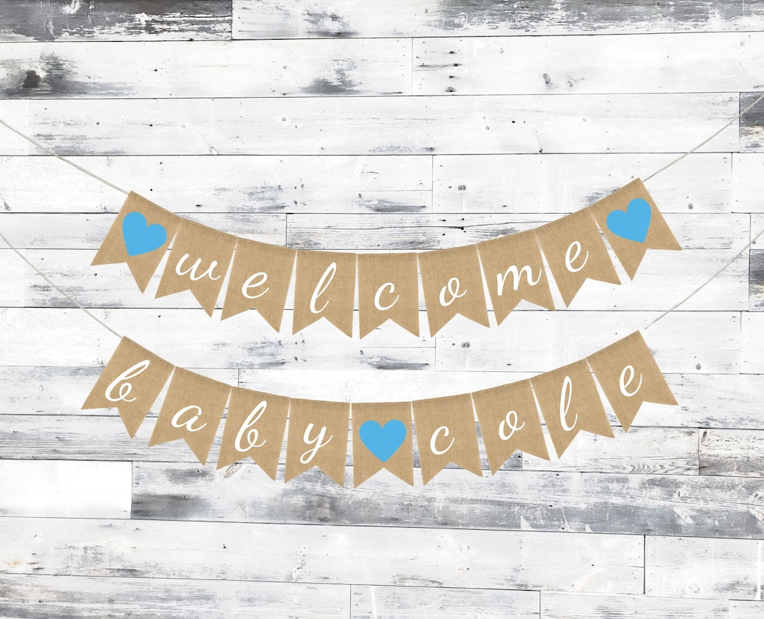 Welcome Baby Banner, Burlap Baby Banner, Baby Shower Decorations, Baby ...