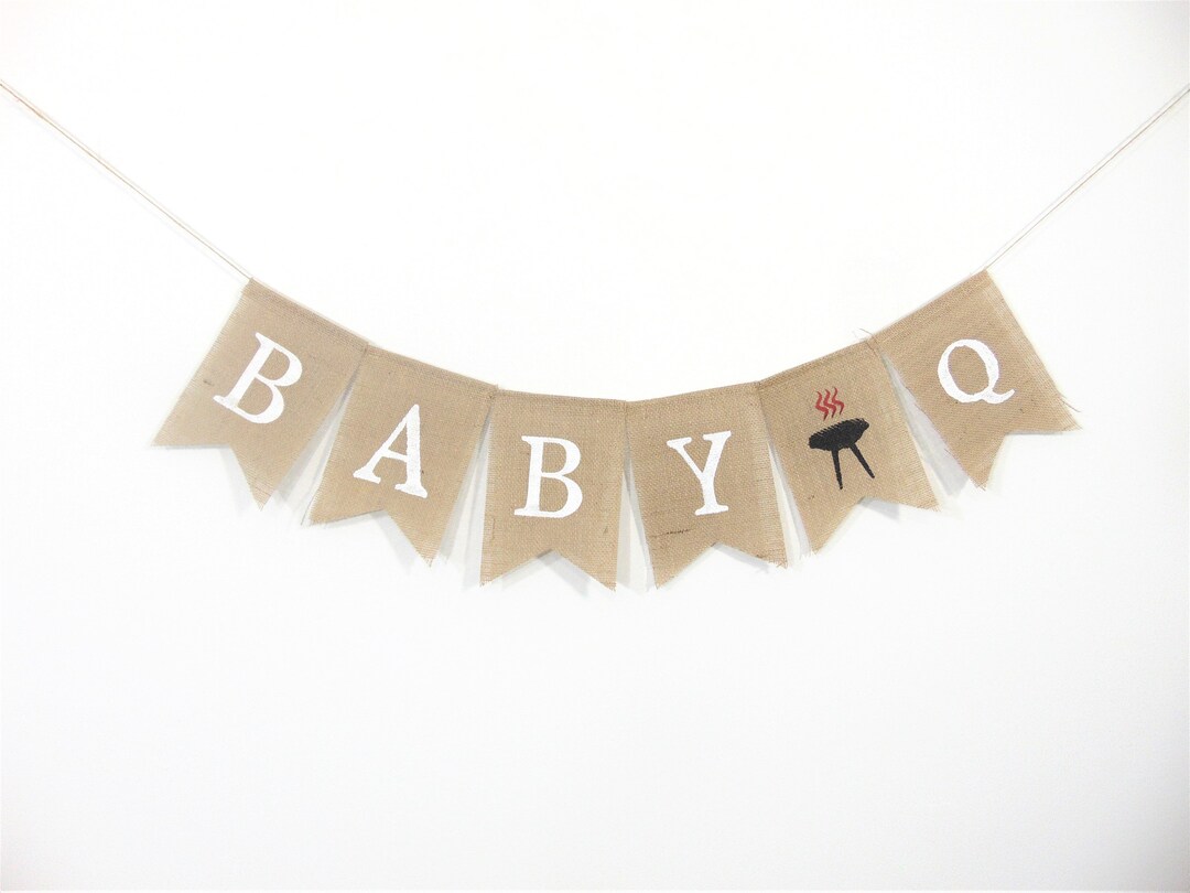 Baby Shower, BBQ Baby Shower, Baby Q, Burlap Banner, Barbeque, BBQ ...