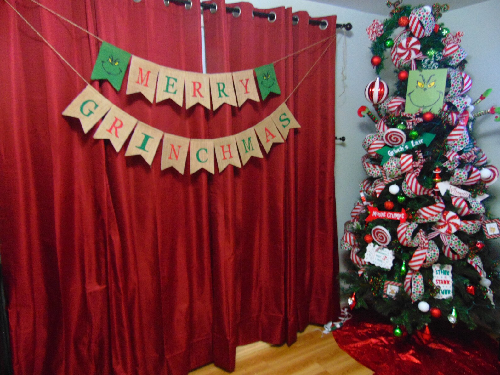 Merry Grinchmas Banner, Grinch Christmas Decorations, Merry Christmas ...