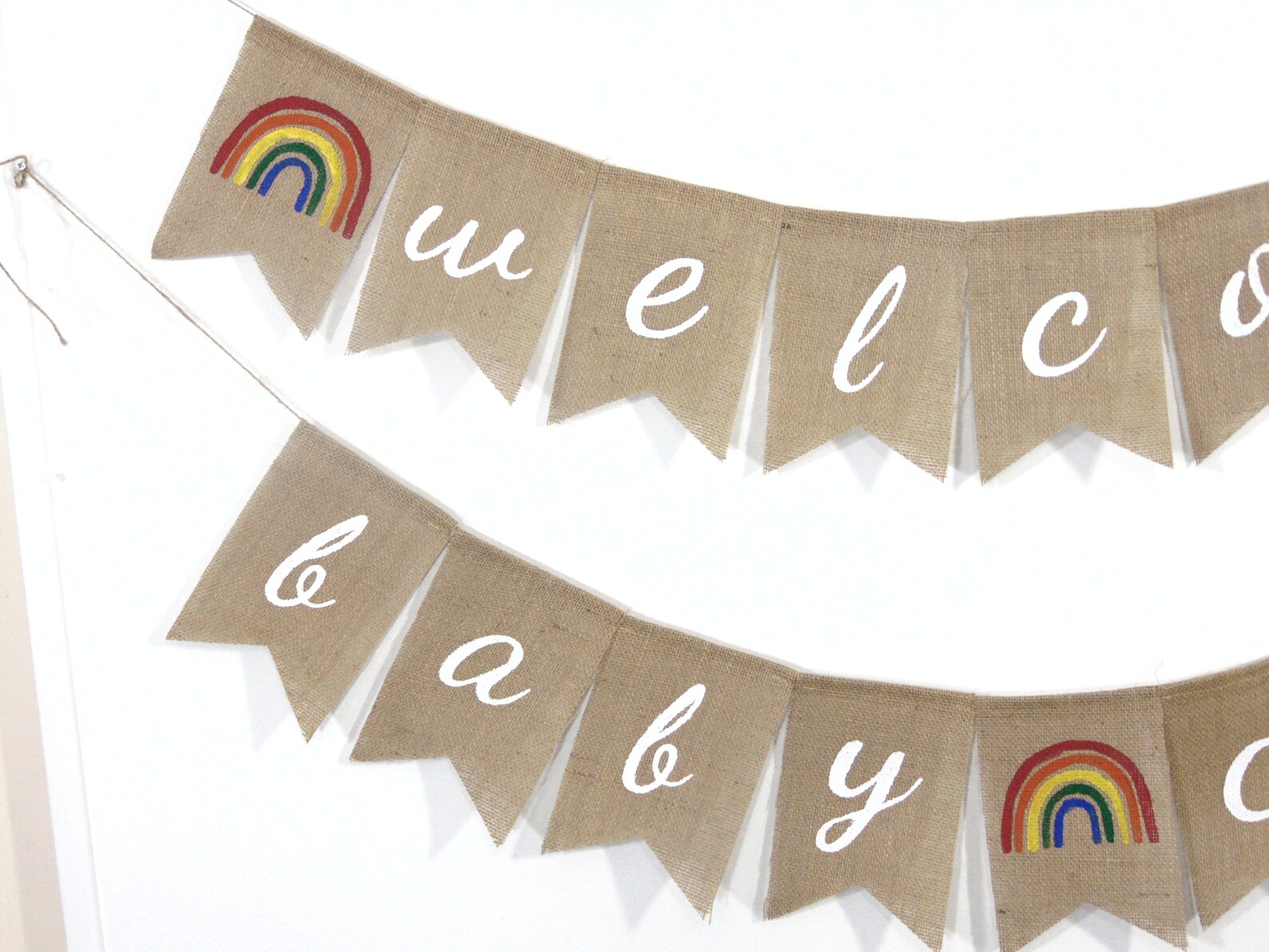 Rainbow Welcome Baby Banner Burlap Baby Banner Baby Shower - Etsy