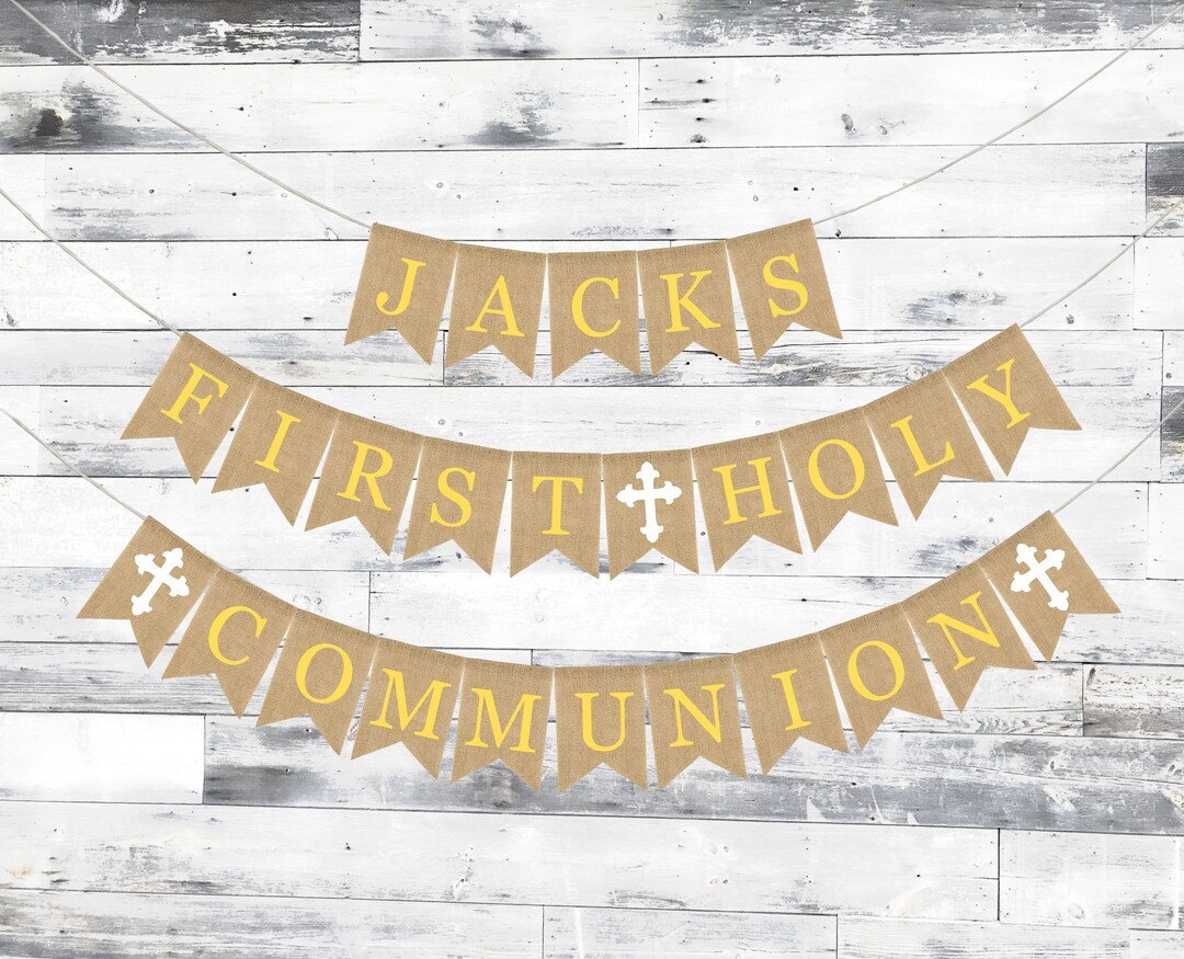 Custom First Holy Communion Boy Banner, God Bless Banner, Custom ...
