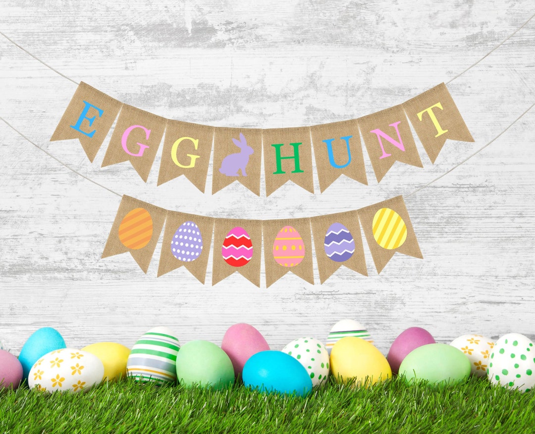 Easter Decor, Egg Hunt Banner, Easter Bunting, Easter Garland, Easter ...
