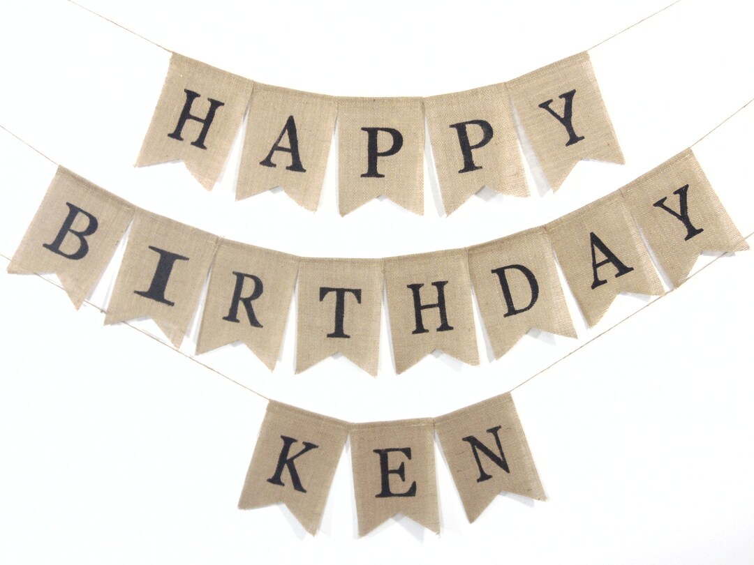 Happy Birthday Burlap Banner, Custom Birthday Decorations, Birthday ...
