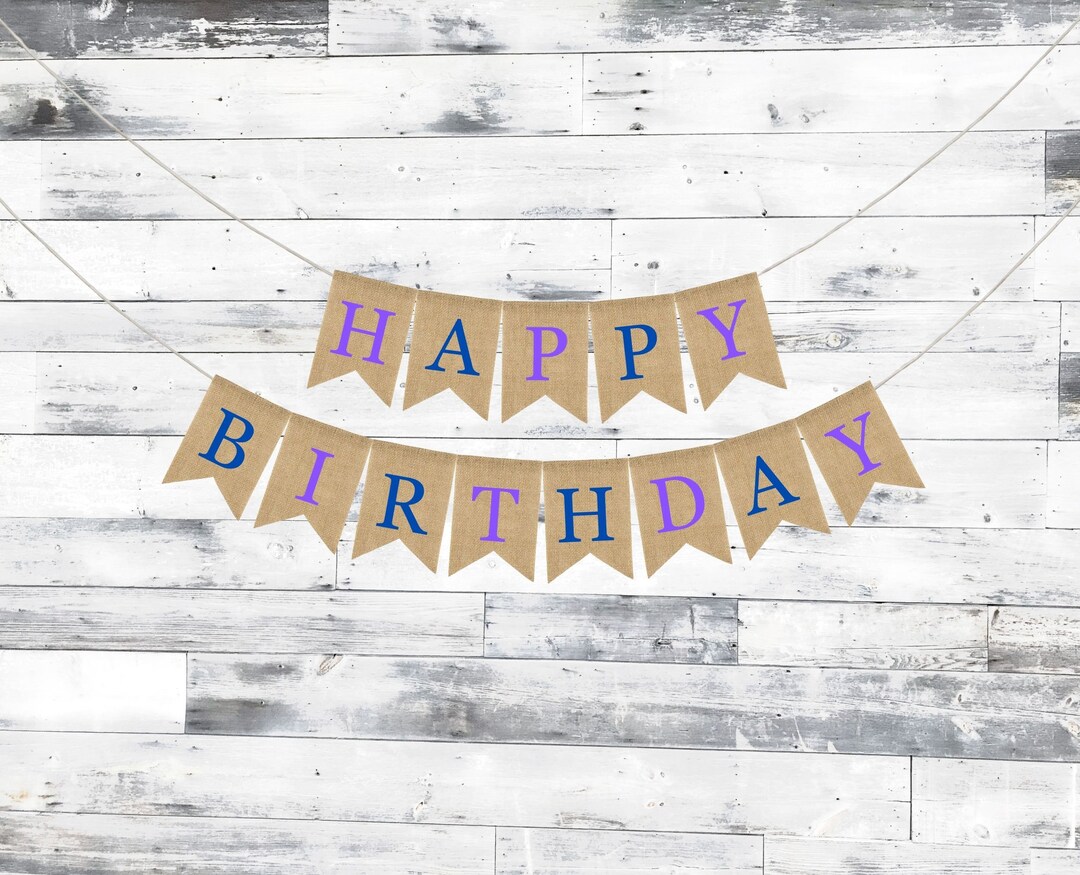Custom Gender Neutral Birthday Banner, Happy Birthday Burlap Banner ...