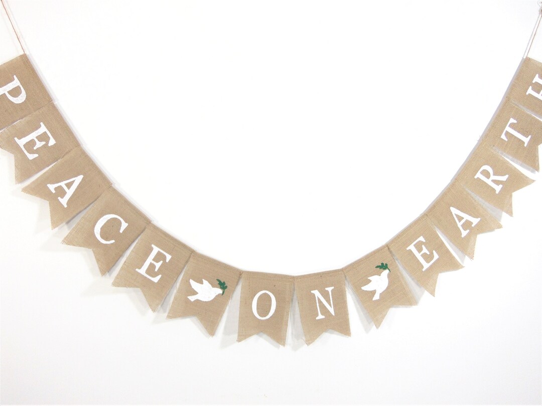 Peace on Earth Banner, Christmas Decorations, Christmas Mantel ...