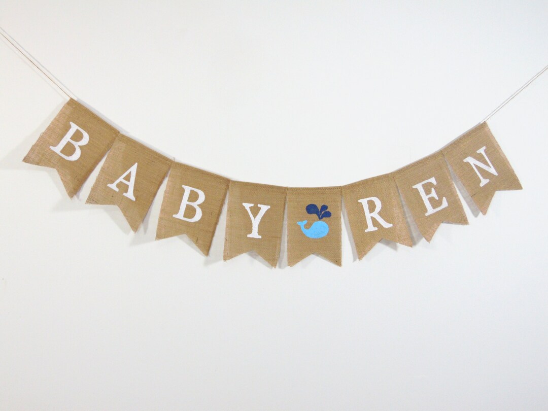 Custom Whale Name Banner, Whale Banner Decorations, Nautical Shower ...