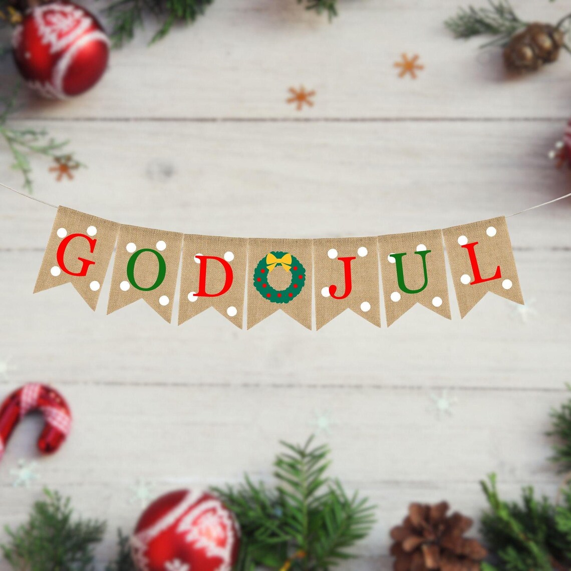 God Jul Banner, Swedish Christmas Decorations, Scandinavian Christmas ...