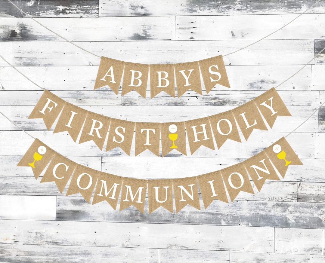Custom First Holy Communion Boy Banner, God Bless Banner, Custom ...