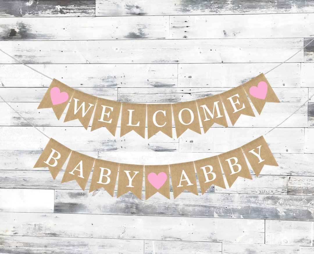 Welcome Baby Banner, Burlap Baby Banner, Baby Shower Decorations, Baby ...
