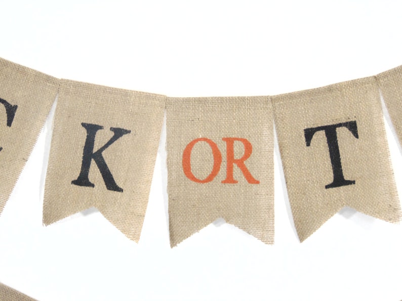 Trick or Treat Burlap Banner, Halloween Decorations, Halloween Banner ...
