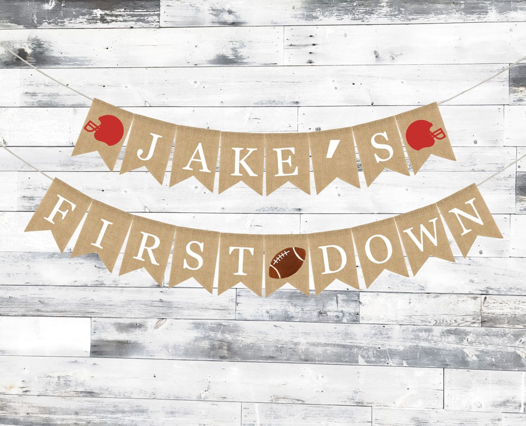 Custom Football Birthday Party Banner, First Down Banner, Sports ...