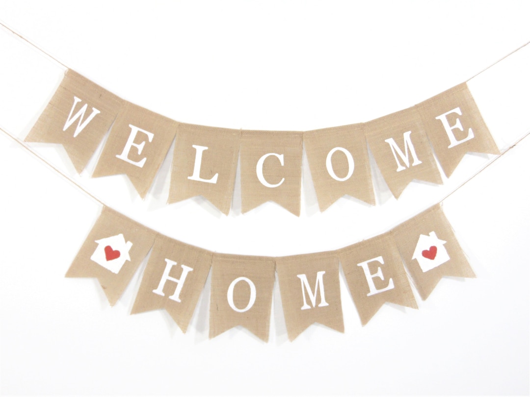 Welcome Home Banner, Burlap Banner, Welcome Home Decorations, Welcome ...