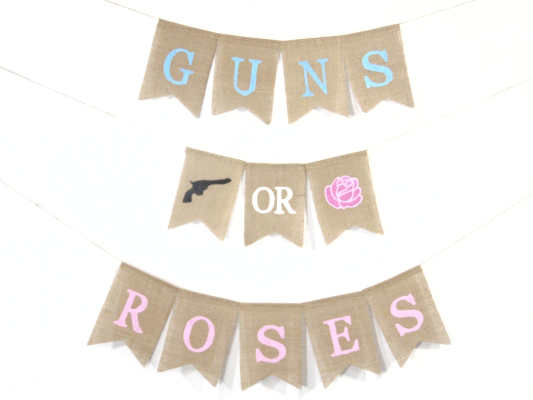 Guns or Roses Banner, Gender Reveal Banner, Guns or Roses Baby Shower ...