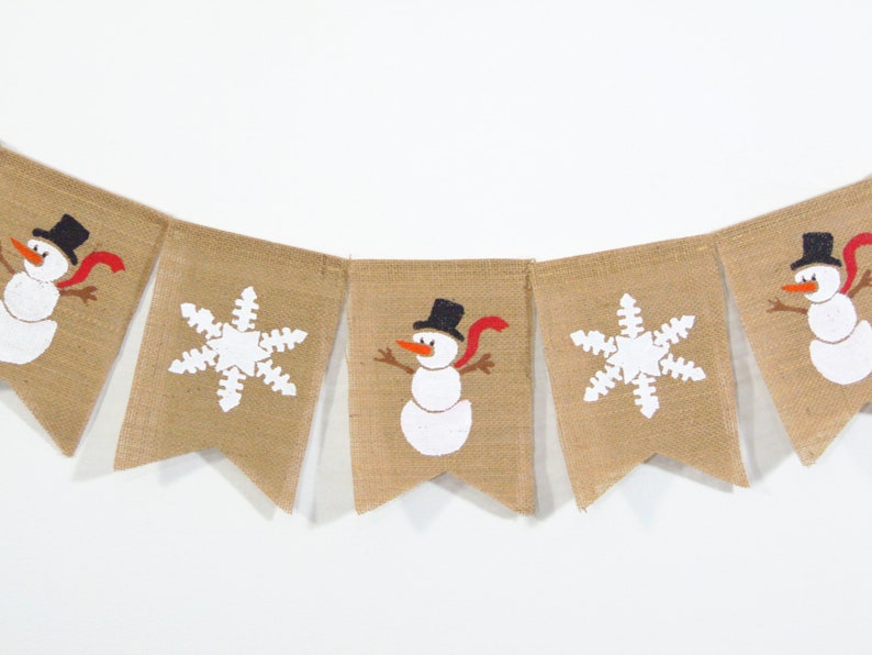Snowman Christmas Banner, Snowflake Christmas Bunting, Christmas Decor ...
