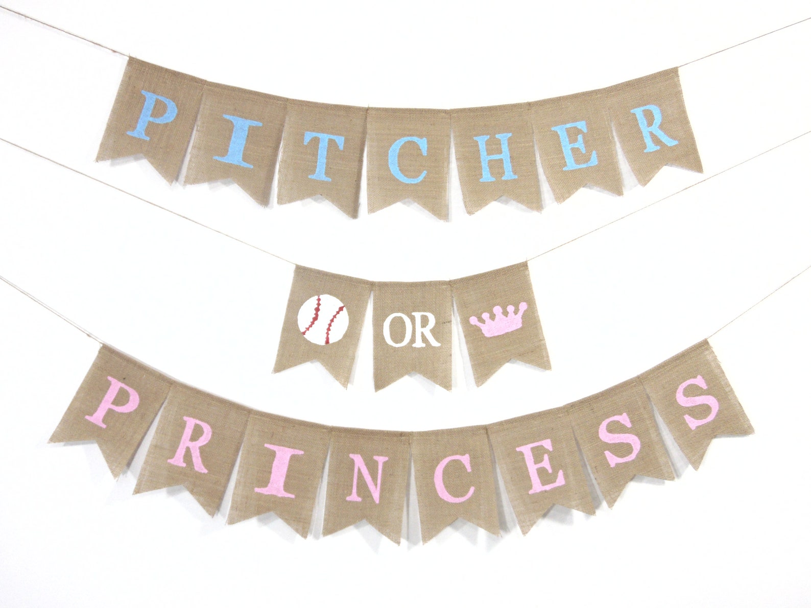 Pitcher or Princess Banner Gender Reveal Banner Pitcher or - Etsy