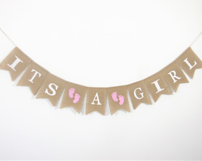It's A Girl Banner-gender Reveal Banners-burlap Baby Shower Banners ...