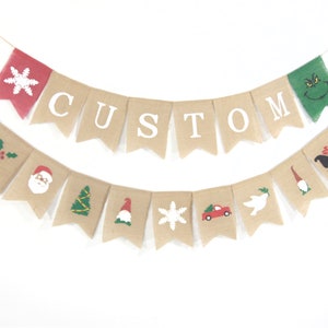 Happy Holidays Burlap Banner, Christmas Banner, Christmas Decorations ...