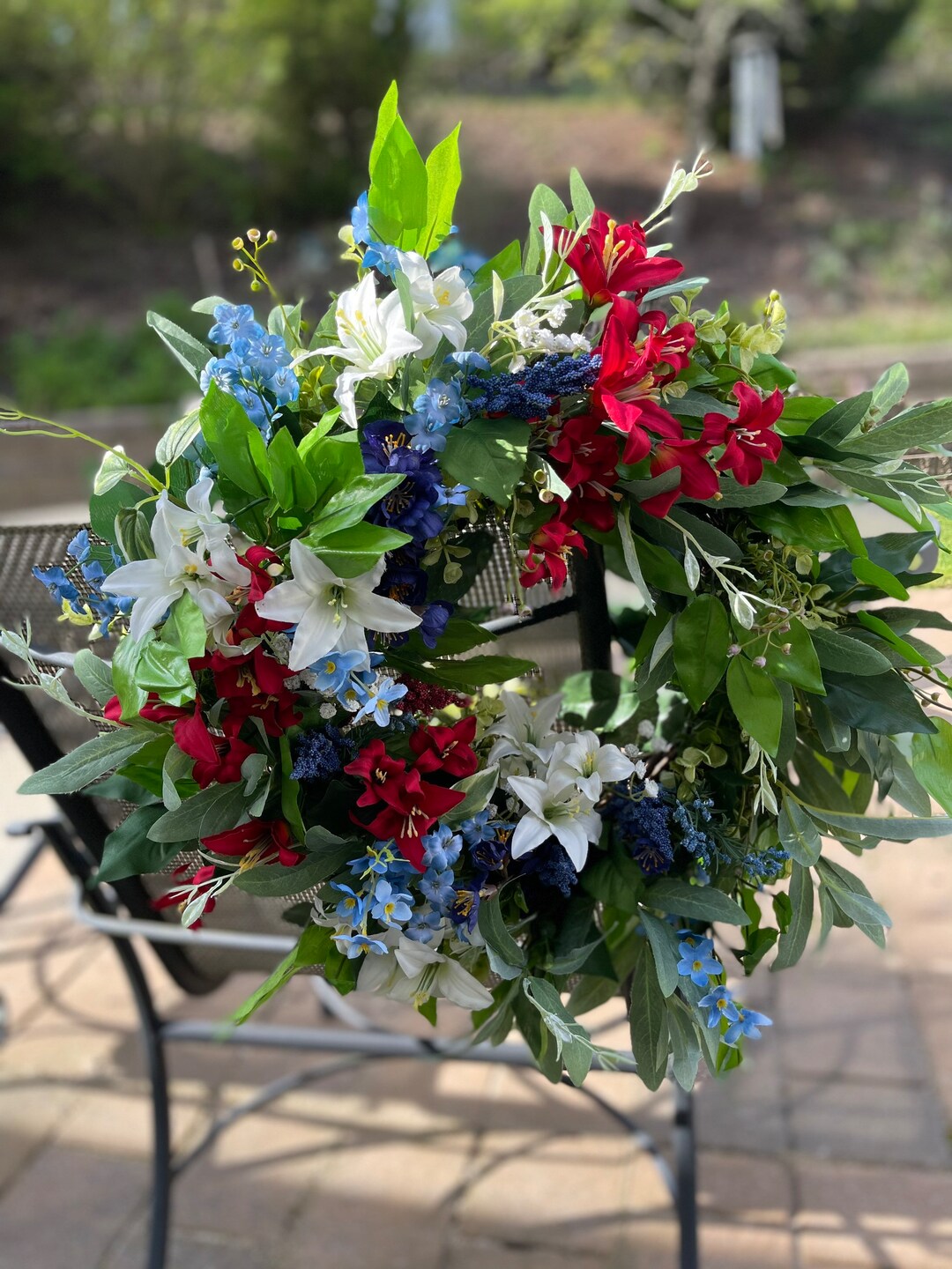 Patriotic Wreath, Country Pride Wreath, Red, White, and Blue Wreath ...