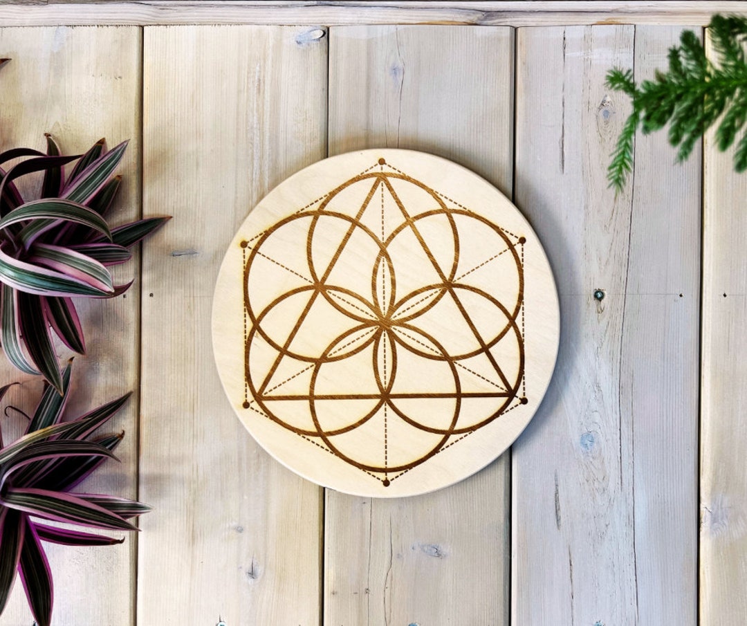 Seed of Life Crystal Grid Board, Wood Crystal Grid Board, Sacred ...