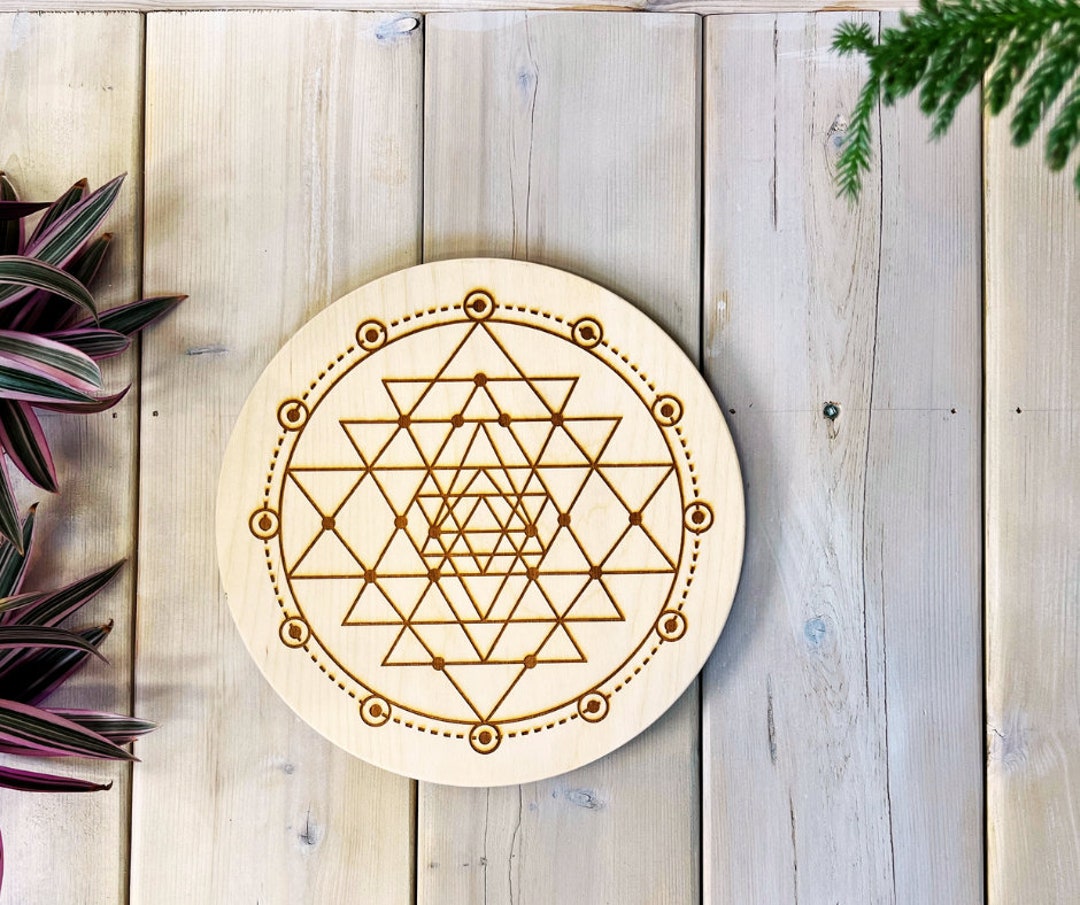 Sri Yantra Grid Board, Wood Crystal Grid Board, Sacred Geometry Crystal ...