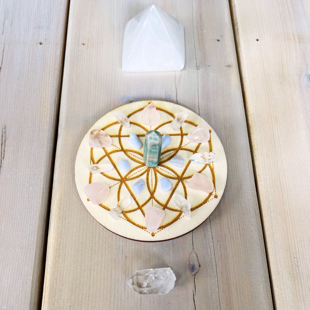 Peaceful Travels, Mini Serenity Crystal Grid, Portable Travel Crystal ...