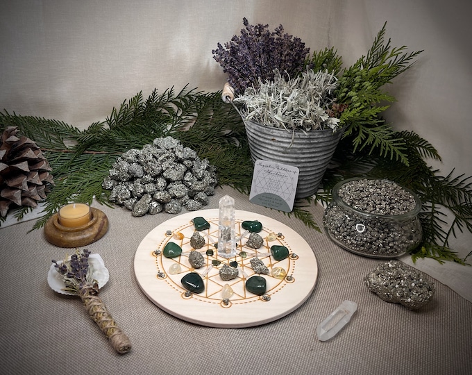 Manifestation Good Fortune Creativity Crystal Grid Kit Seed of Life ...