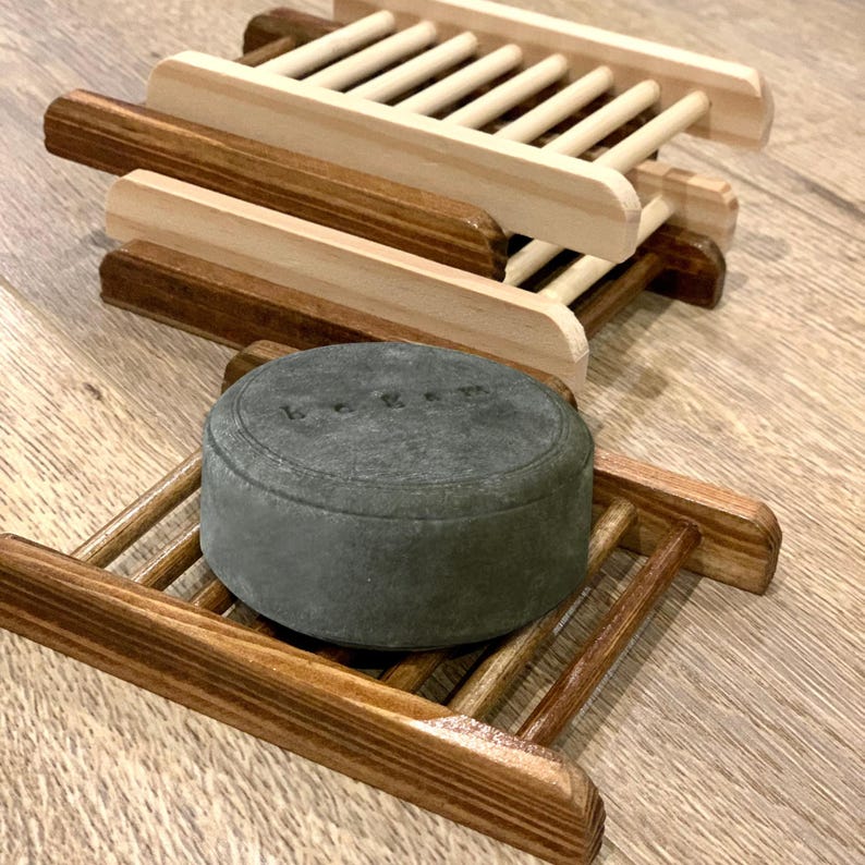 2pcs Set - Stylish Bamboo Wood Bar Soap Holder for Bathroom. Made of ...