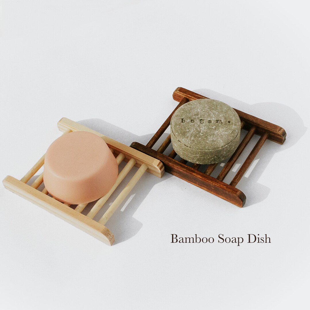 2pcs Set - Stylish Bamboo Wood Bar Soap Holder for Bathroom. Made of ...