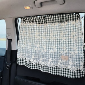 Cute Bear Car Window Sun Shade Double Layer Lace Curtain Car ...