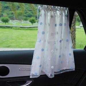 Double Layer Lace Flower Car Window Sun Shade Curtain Car Accessories ...