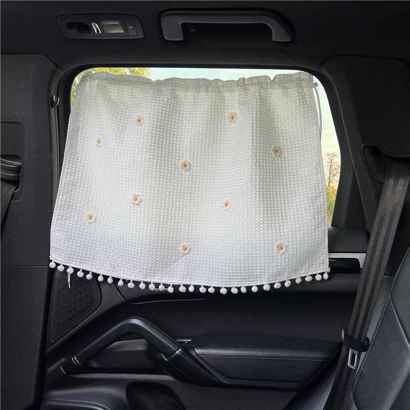 Cute Cotton Linen Car Window Sun Shade Curtain Car Accessories for ...
