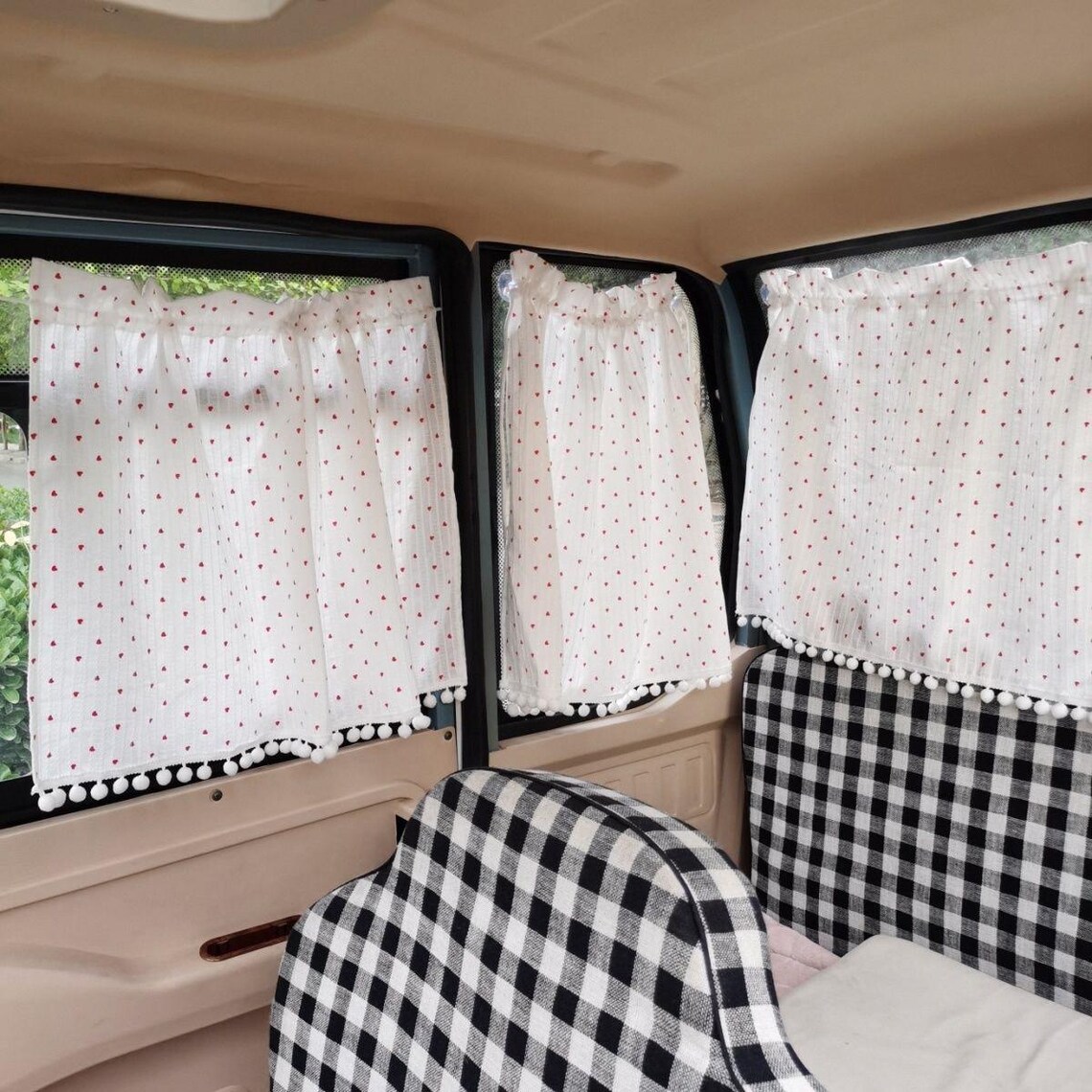 Cute Cotton Linen Car Window Sun Shade Curtain Car Accessories for ...