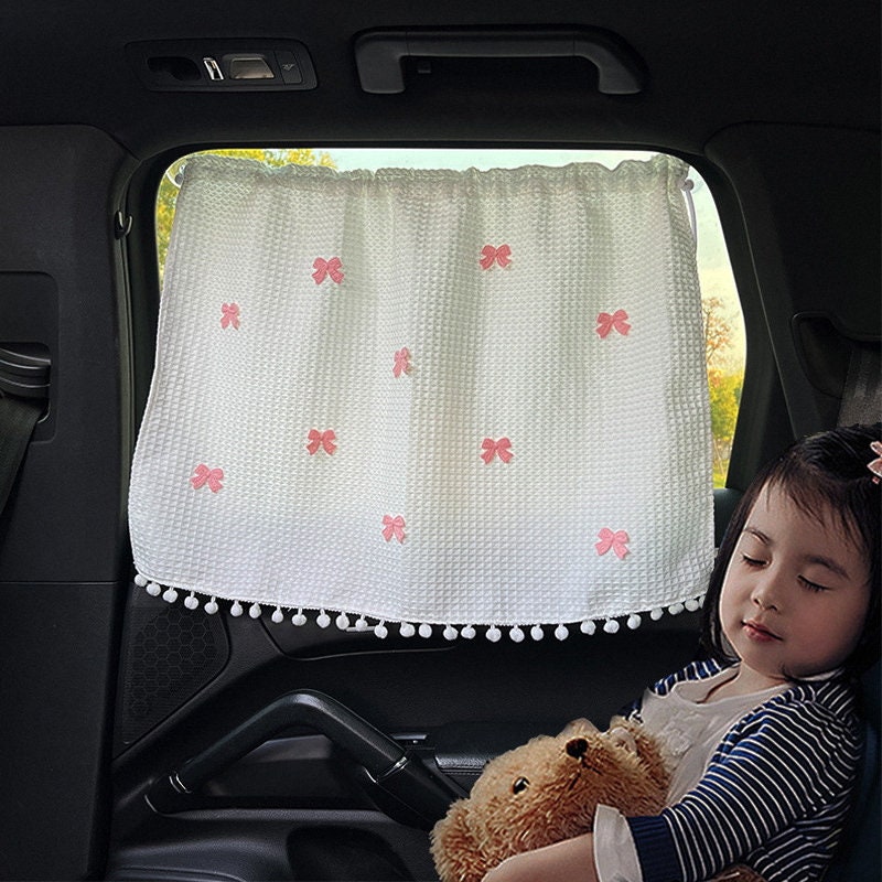 Cute Cotton Linen Car Window Sun Shade Curtain Car Accessories for ...
