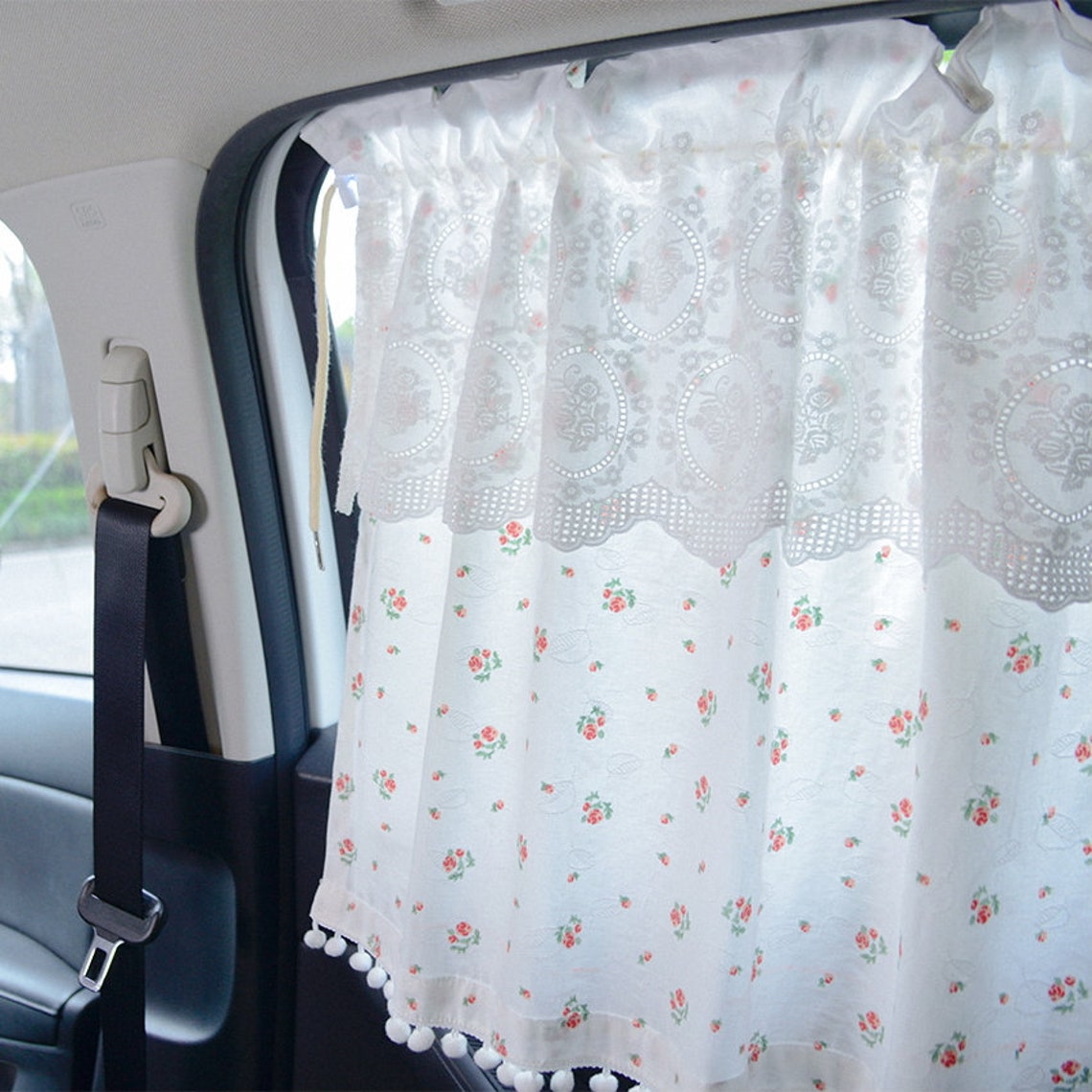 Double Layer Lace Flower Car Window Sun Shade Car Accessories for Girls ...