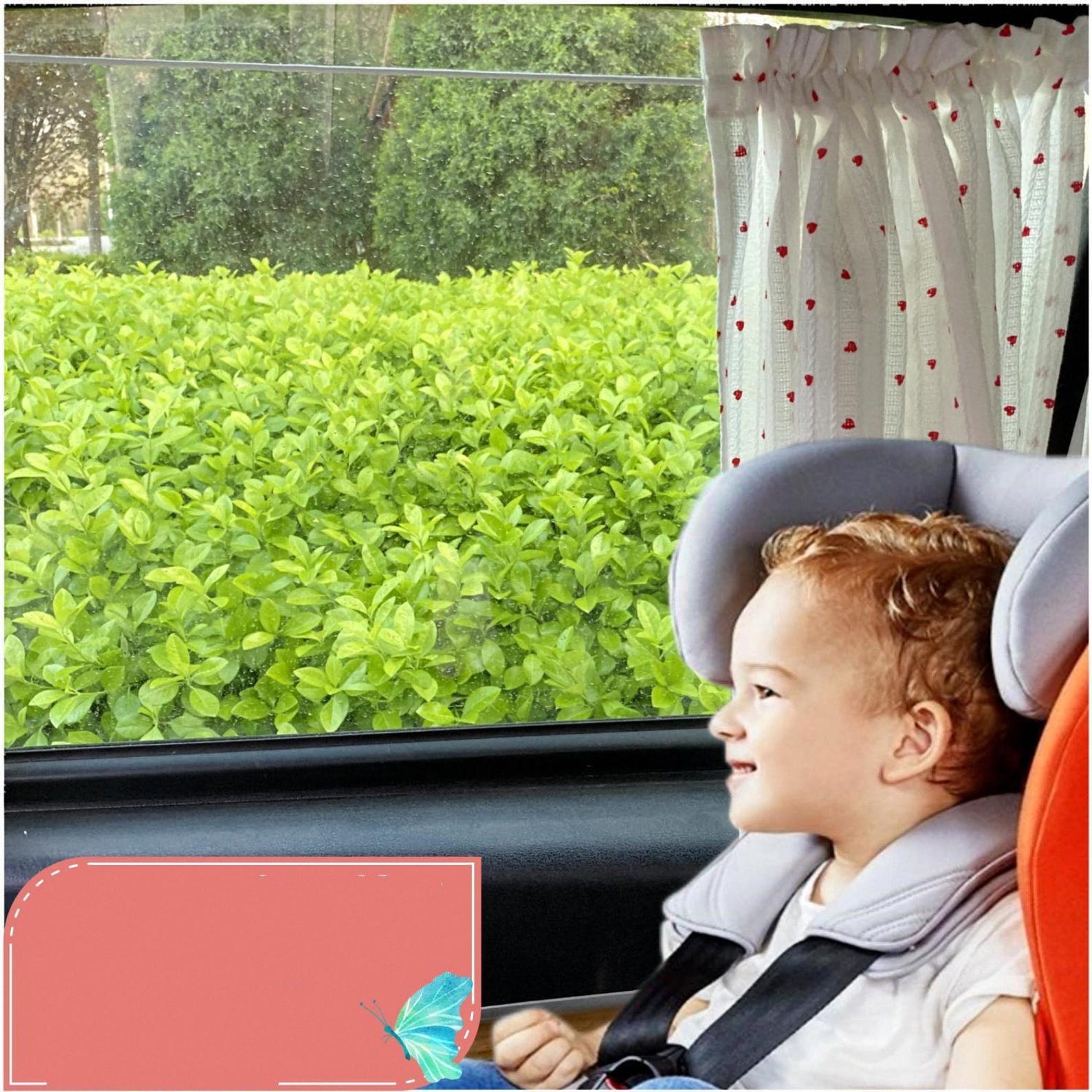 Cute Cotton Linen Car Window Sun Shade Curtain Car Accessories for ...